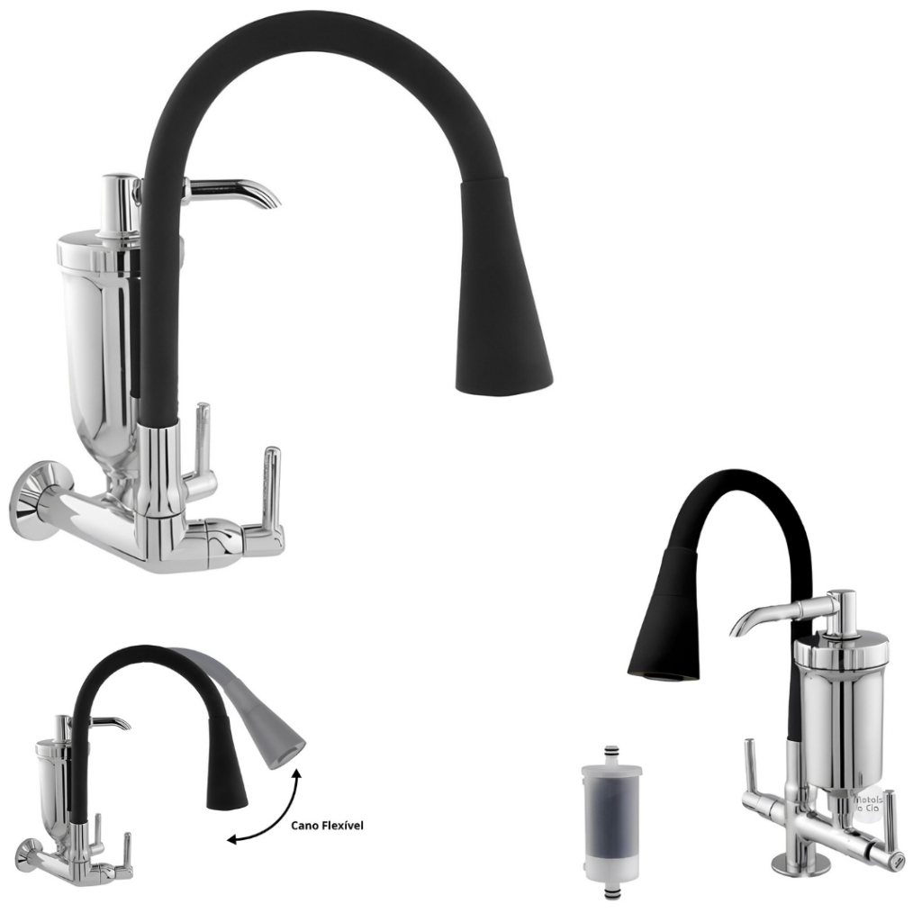 Torneira Filtro Cano Preto Flexível Cone/Comum | Shopee Brasil