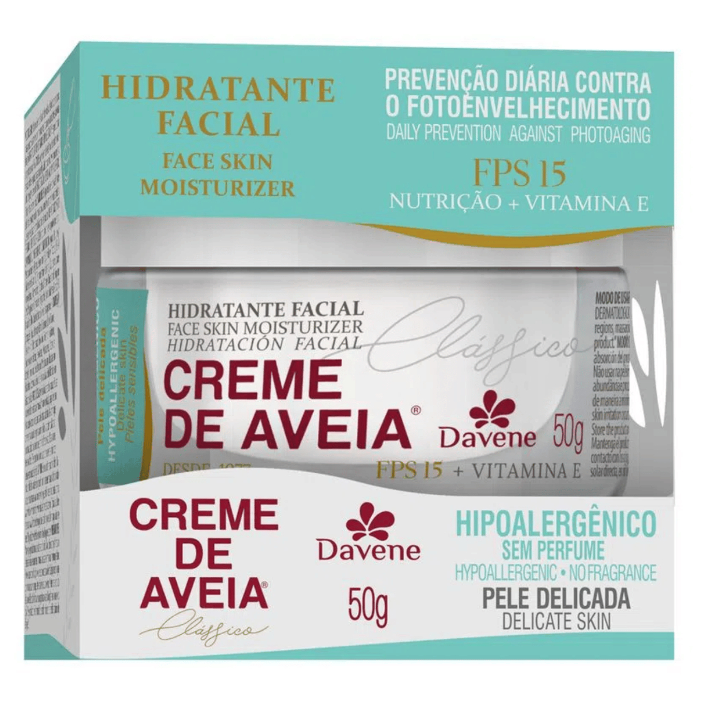 Hidratante Facial Creme de Aveia Hipoalergênico Pele Delicada FPS 15 ...