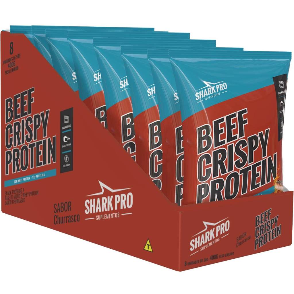 Beef Crispy Protein Salgadinho Proteico (8 un. de 50g) Shark Pro ...