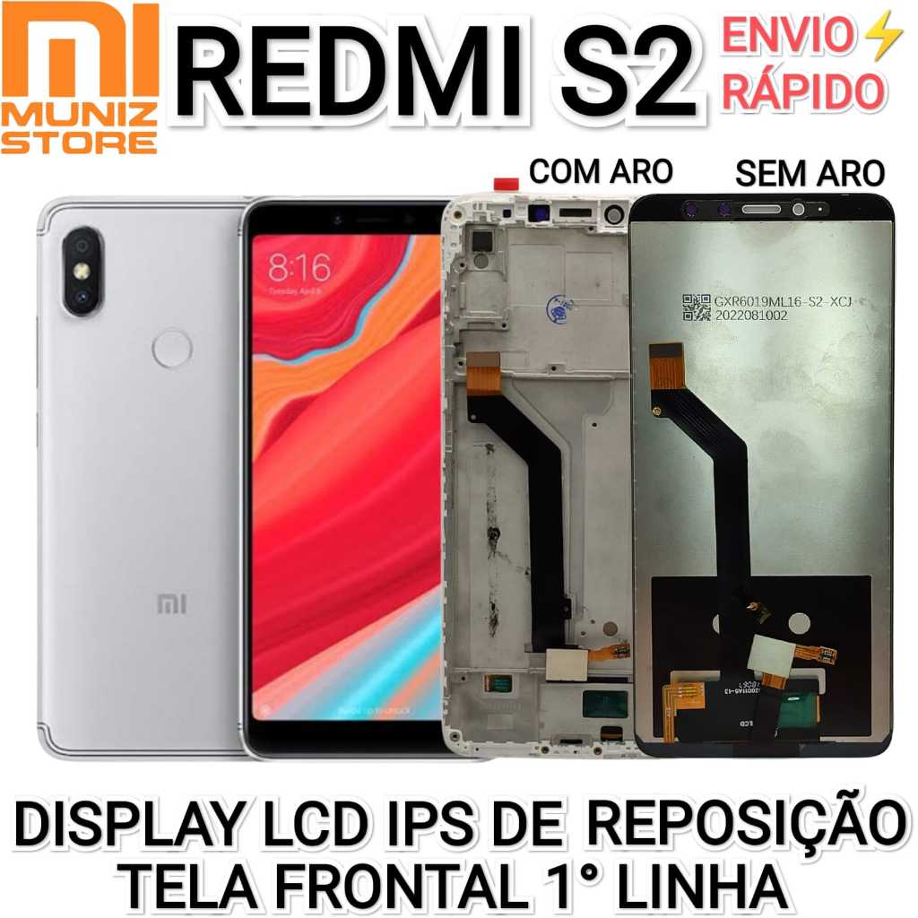 Frontal Redmi S2 1°Linha Tela LCD IPS Display Com Moldura ou Sem Aro ...
