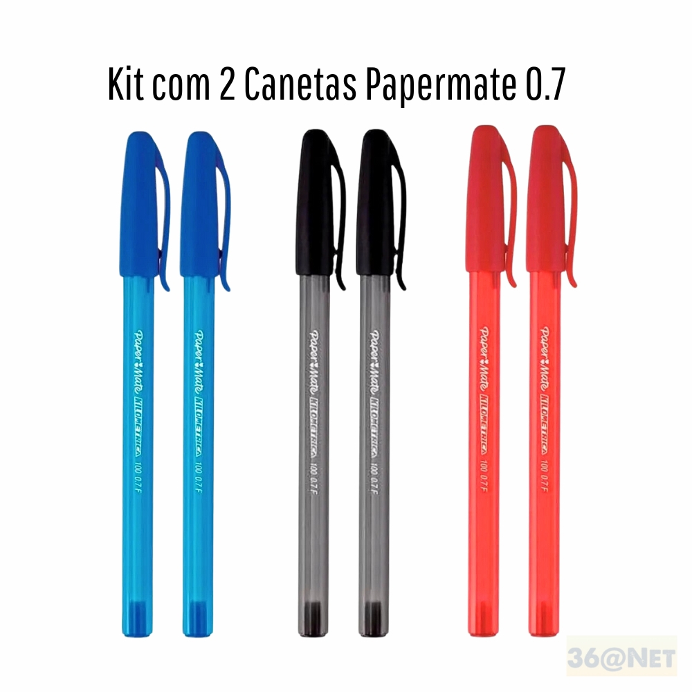 Caneta Esferográfica Colorida 0.7 Kilometrica Paper Mate kit c/ 2 ...