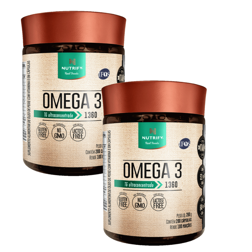 Kti 2 Ômega 3 400 Cápsulas Nutrify 1360mg Alga Concentrado Com Vitamina E EPA DHA Selo Ifos Fish ...