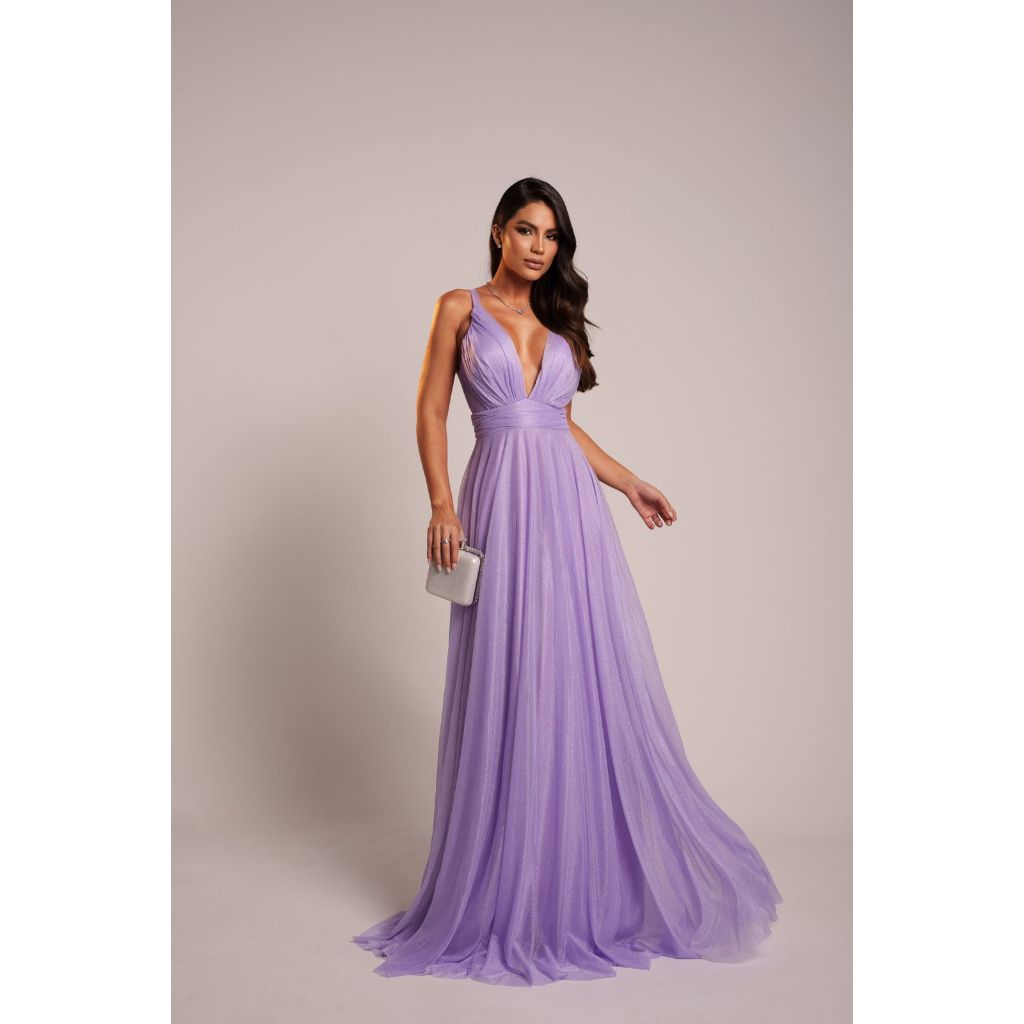 Vestido La Hermosa Lavanda Madrinha/Formatura/Casamento.Tecido Tule Com ...