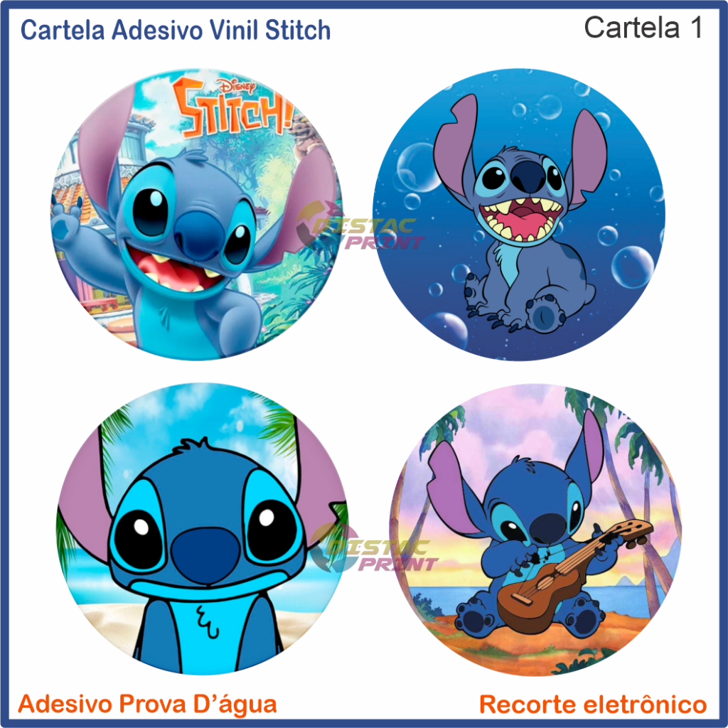 Kit De 120 Etiquetas Adesivas Lilo e Stitch Angel | Adesivo Redondo ...