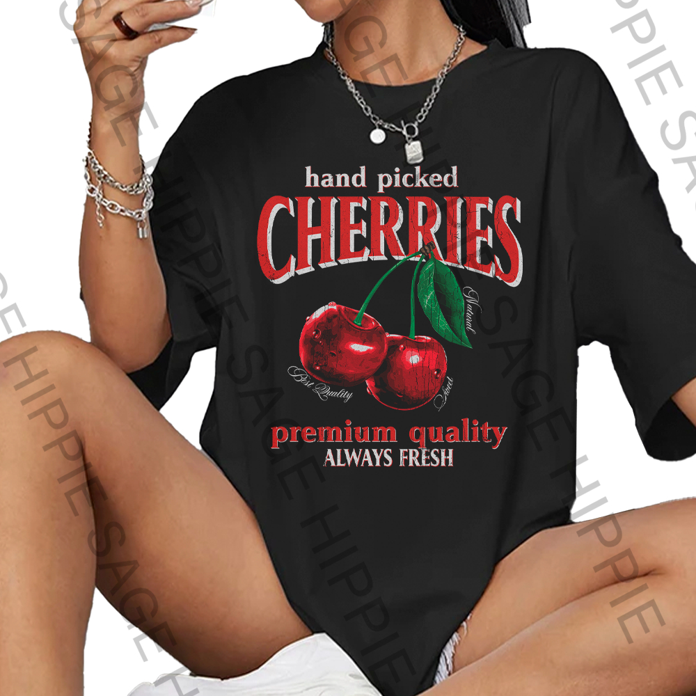 Camiseta Básica T-Shirt Hand Picked Cherries Cereja Unissex Adulto e Infantil | Shopee Brasil