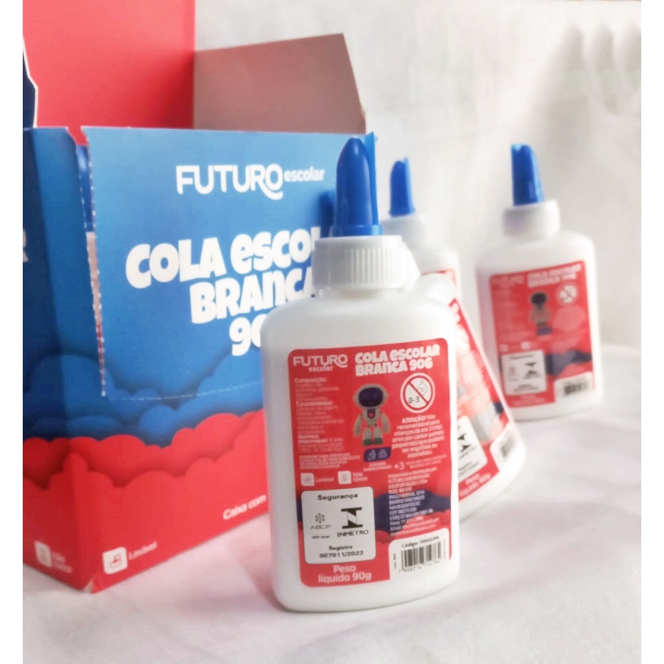 Caixa com 12 Frascos de Cola Branca PVA 40g ou 90g Futuro | Shopee Brasil