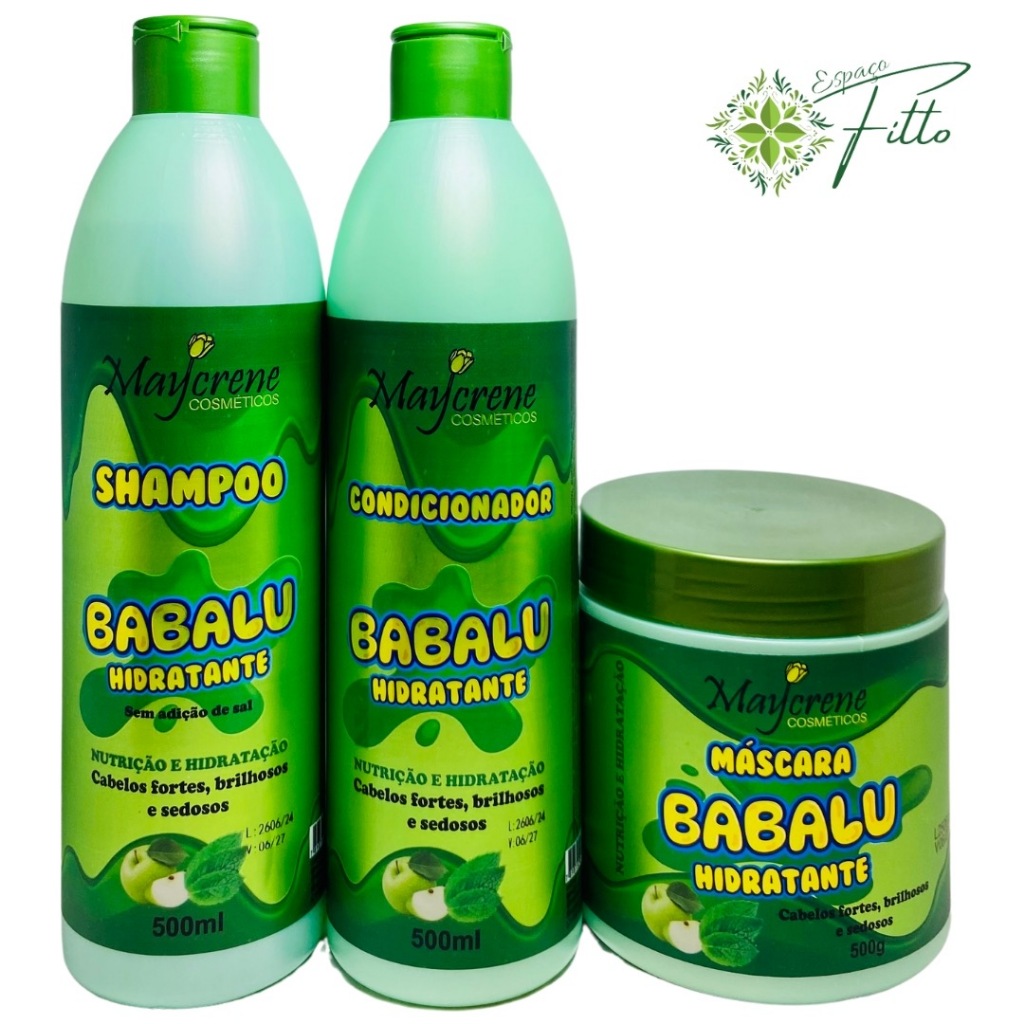 Kit Babalu Hidratante Maça Verde (shampoo+ condicionador+ mascara ...