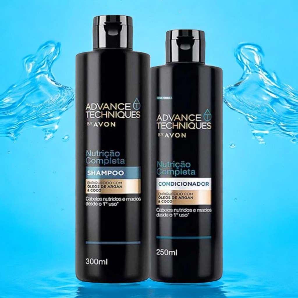 Kit Nutrição Completa Sampoo e Condicionador Advance Techniques Avon ...