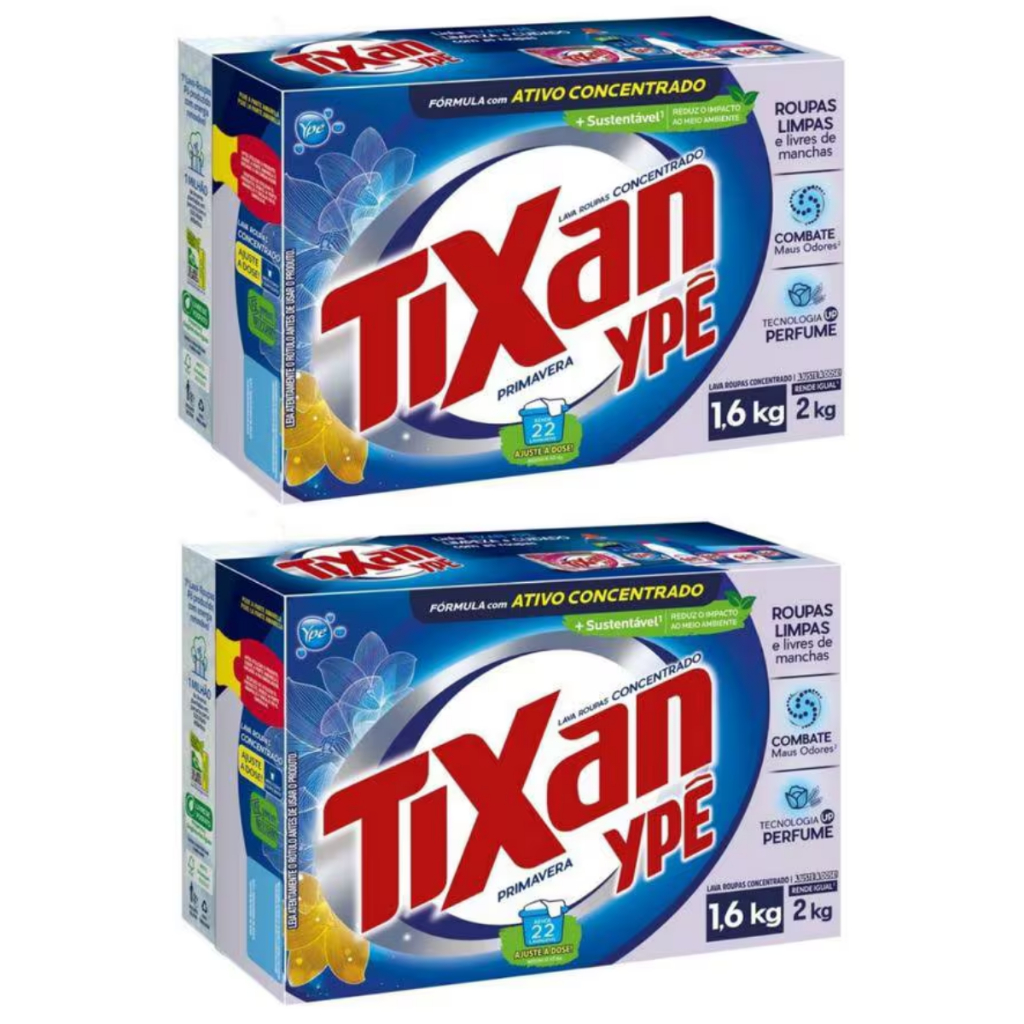 Kit 2 Sabão Em Pó Tixan Ypê Primavera Concentrado Caixa 1,6kg | Shopee Brasil