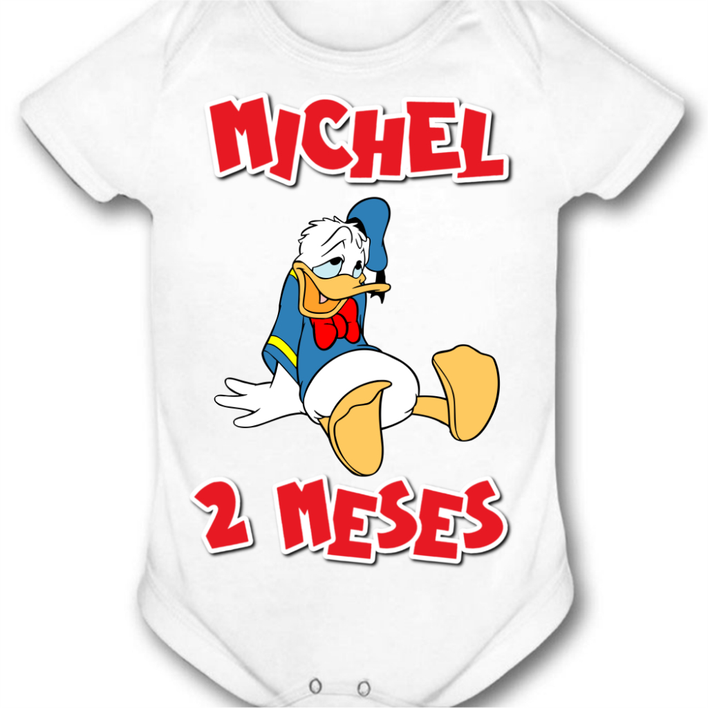 Body Bebê Personalizado para Mesversário com nome e idade - Pato Donald ...