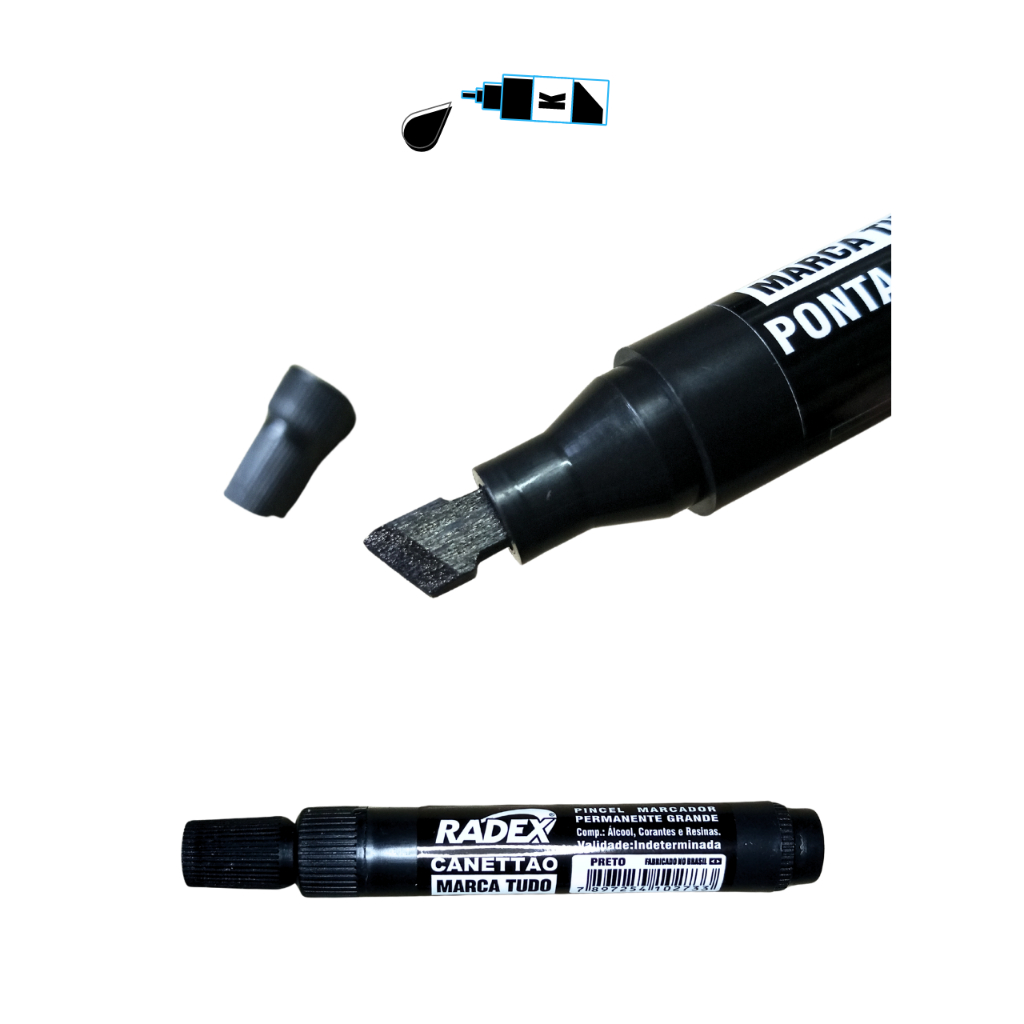 2 Canetas Para Cartaz Super Canetão Pincel Radex Ponta Grossa e Fina ...