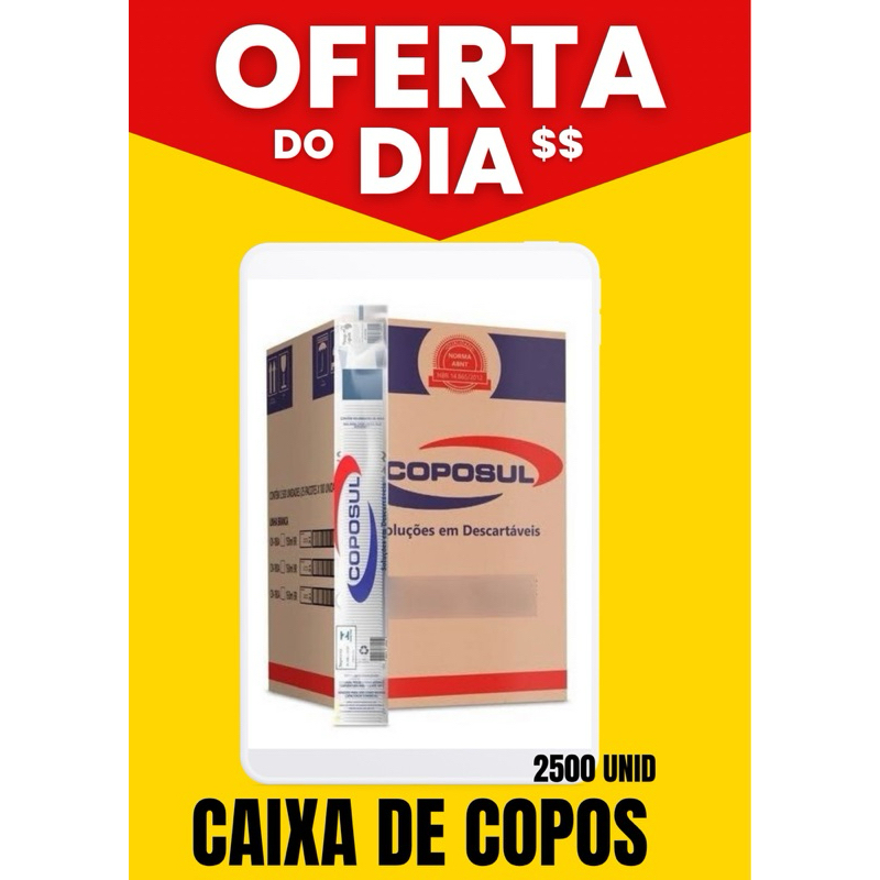 Caixa de Copo Descartavel 180ml c/ 2500 Unidades Coposul branco ou transparente | Shopee Brasil