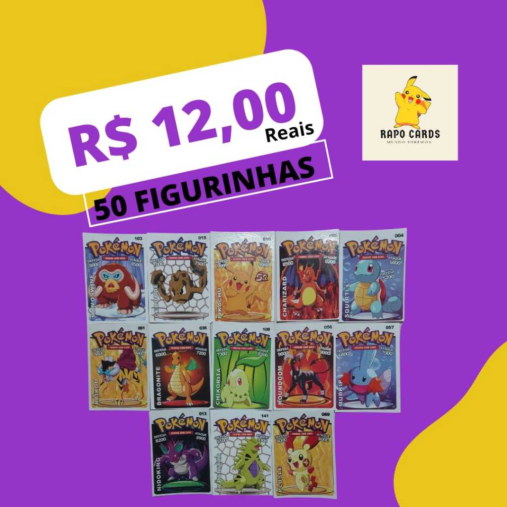 50 Figurinhas Pokémon para brincar. | Shopee Brasil