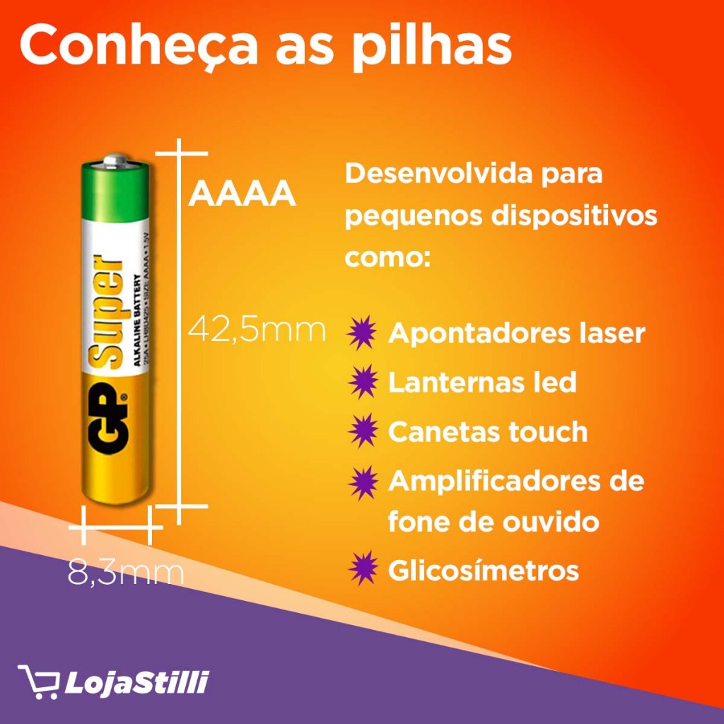 Pilha Alcalina AAAA GP Super Bateria 4A Mini 2 unidades | Shopee Brasil
