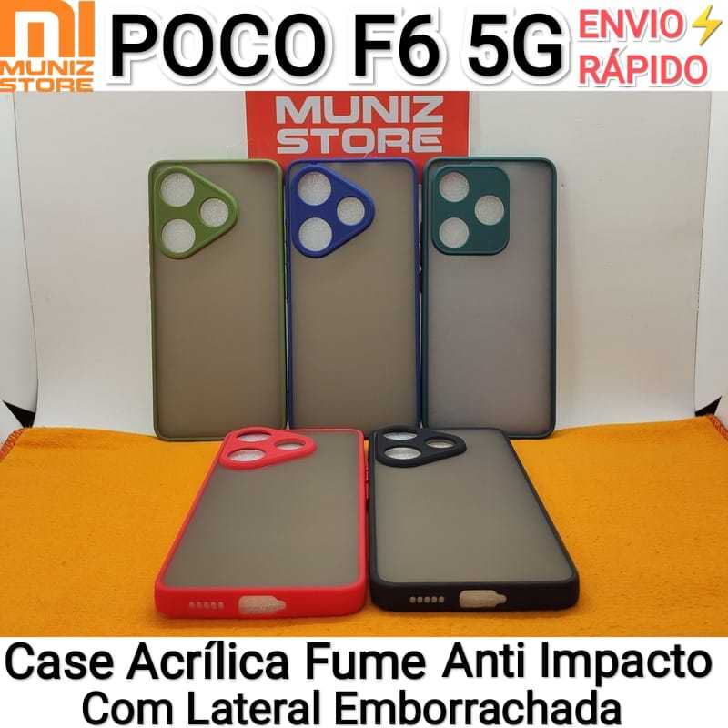 Case Poco F6 5G Xiaomi Capinha de Proteção na Câmera Capa Acrílica Fume ...