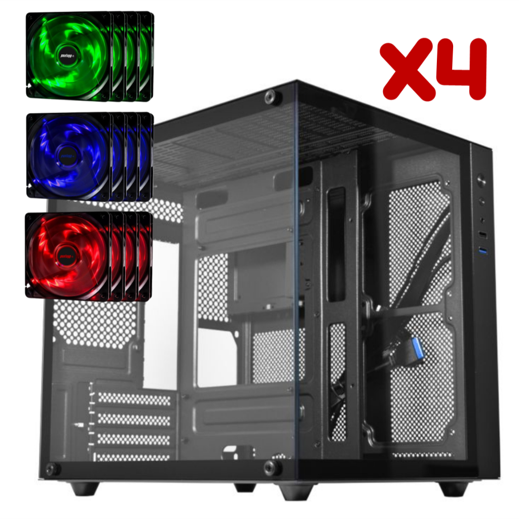Gabinete Gamer Aquário Caixote Premium com 4 Fans High Quality | Shopee Brasil