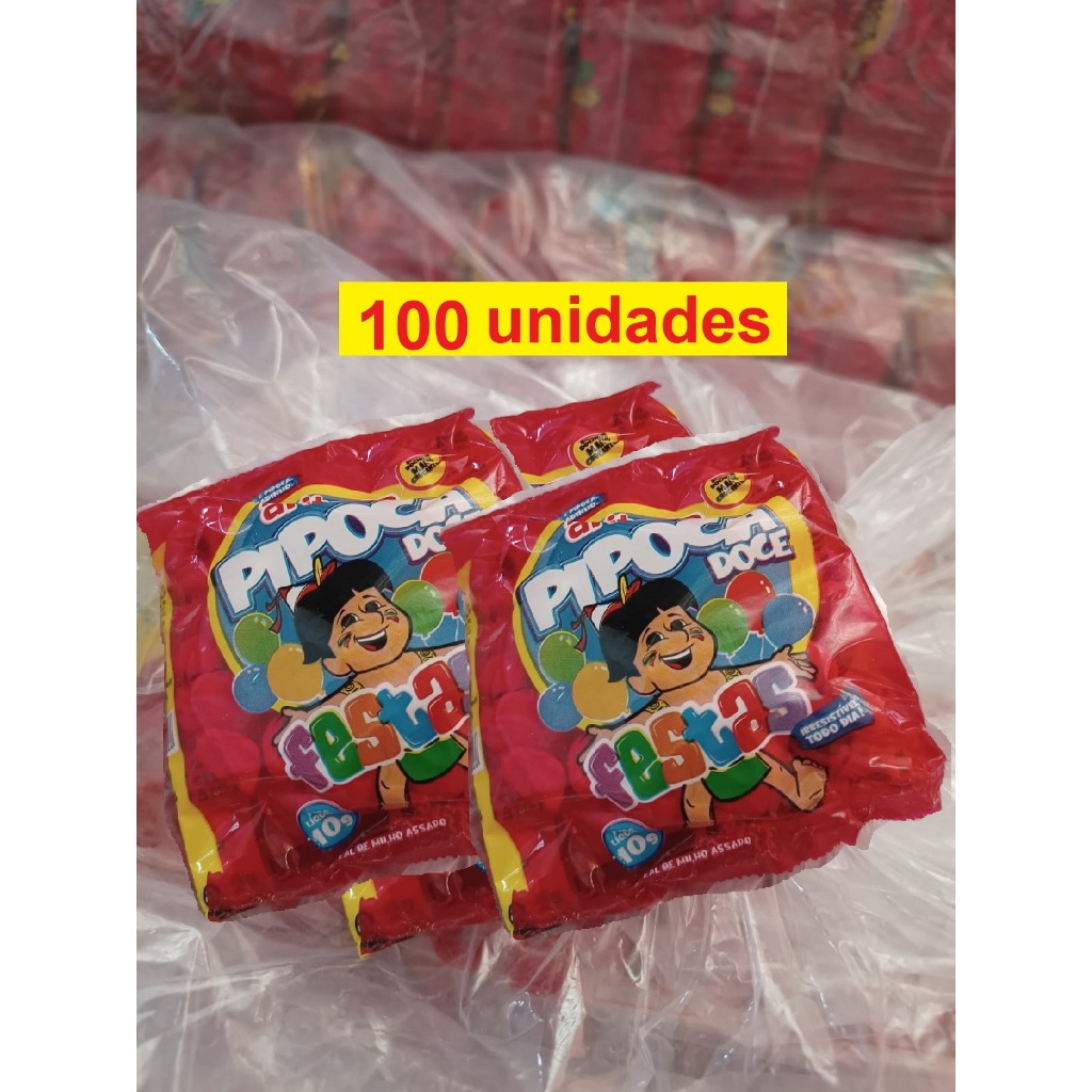 Saco de pipoca doce Aritana com 100 unidades de 10 gramas | Shopee Brasil