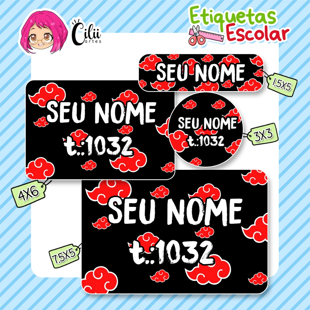 Etiqueta escolar Akatsuki | Shopee Brasil