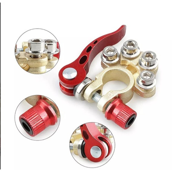 2 Conector Terminal Bateria Dourado Bateria C/ Engate Rápido Carro Par ...