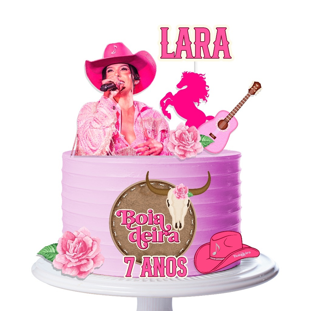 Topper topo de bolo boiadeira Ana Castela personalizado com nome ...