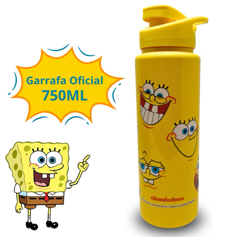Garrafa plástico Bob Esponja squeeze 750ml bandeirantes | Shopee Brasil