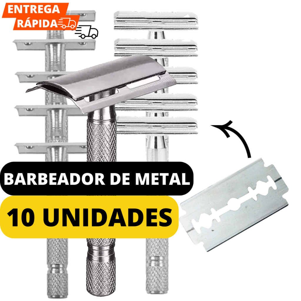 Kit 10 Aparelho De Barbear De Metal Durável E Acompanha 10 Lâminas de ...