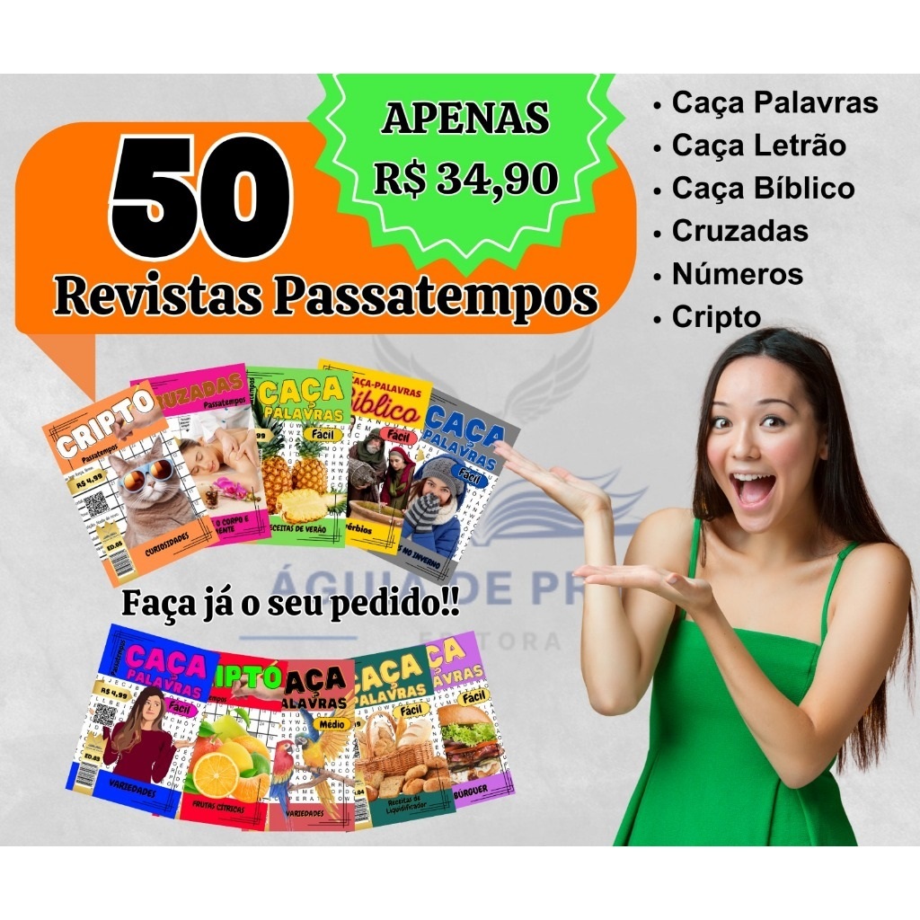 Revistas passatempos-Kit com 50 Passatempo. Incluindo caça letrão, caça ...