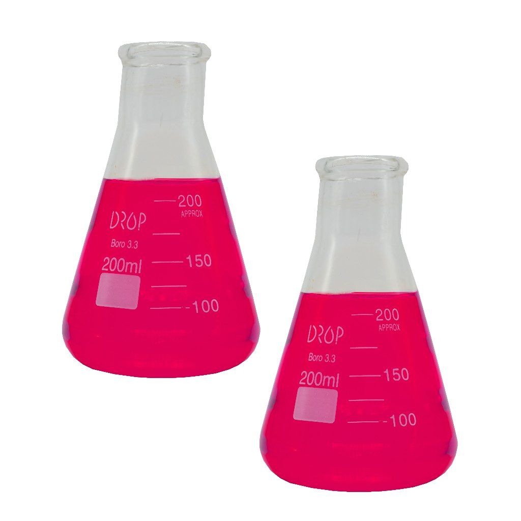 2 x Erlenmeyer 200ml garrafa De Vidro Boca Estreita Graduado 250 Ml ...