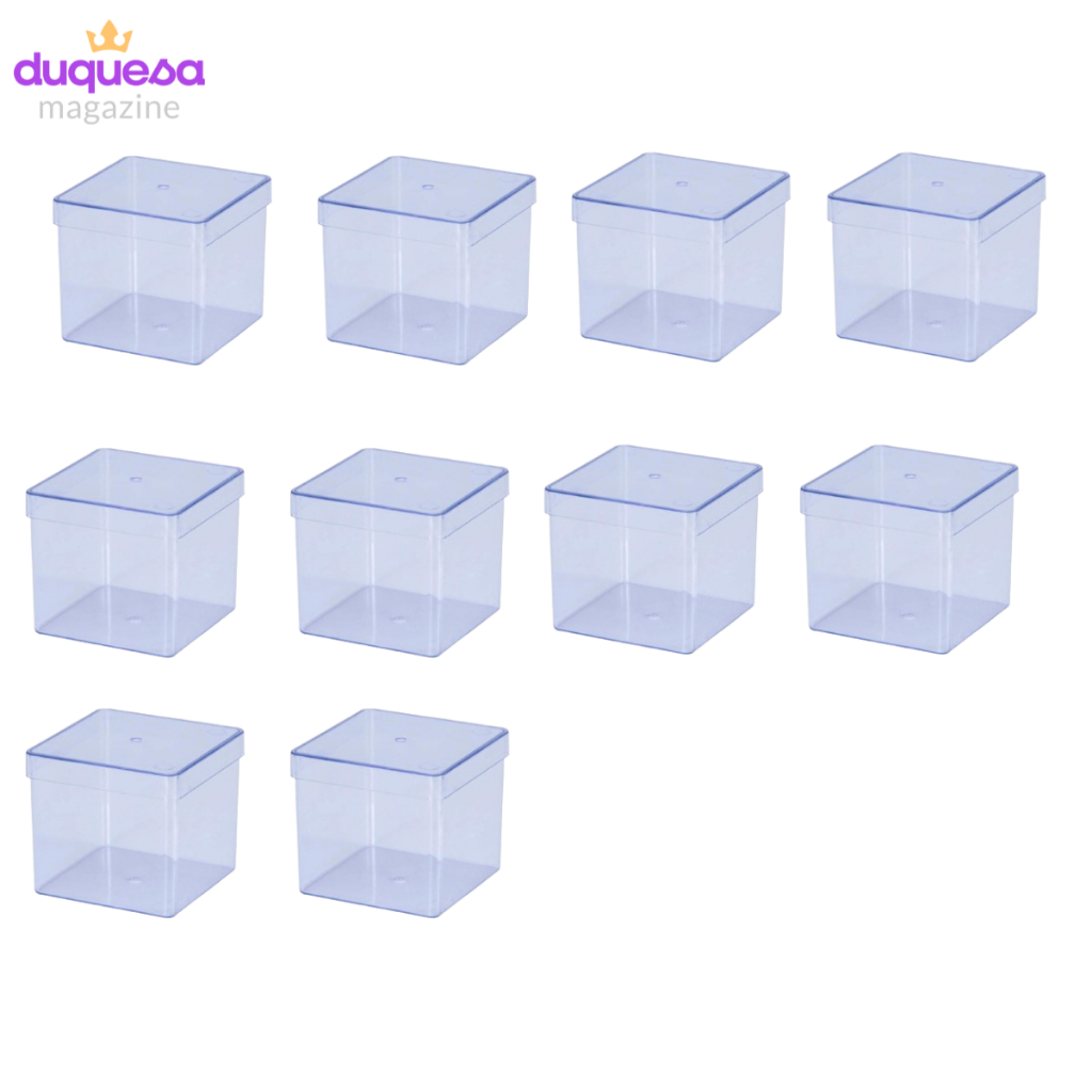 10 CAIXINHAS CAKE BOX 5X5 ACRILICA TRANSPARENTE C/ TAMPA ANIVERSARIO ...