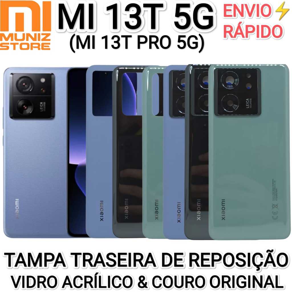 Tampa Xiaomi 13T Pro 5G/Mi 13T Original Capa de Trás De Vidro ou Couro Com Vidro da Câmera ...