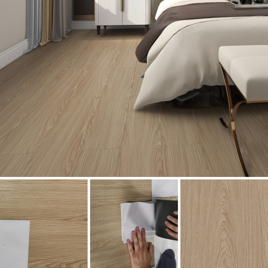 Piso Vinilico Autocolante Kit 36 Peças 5M² Régua Adesiva Moderno ...