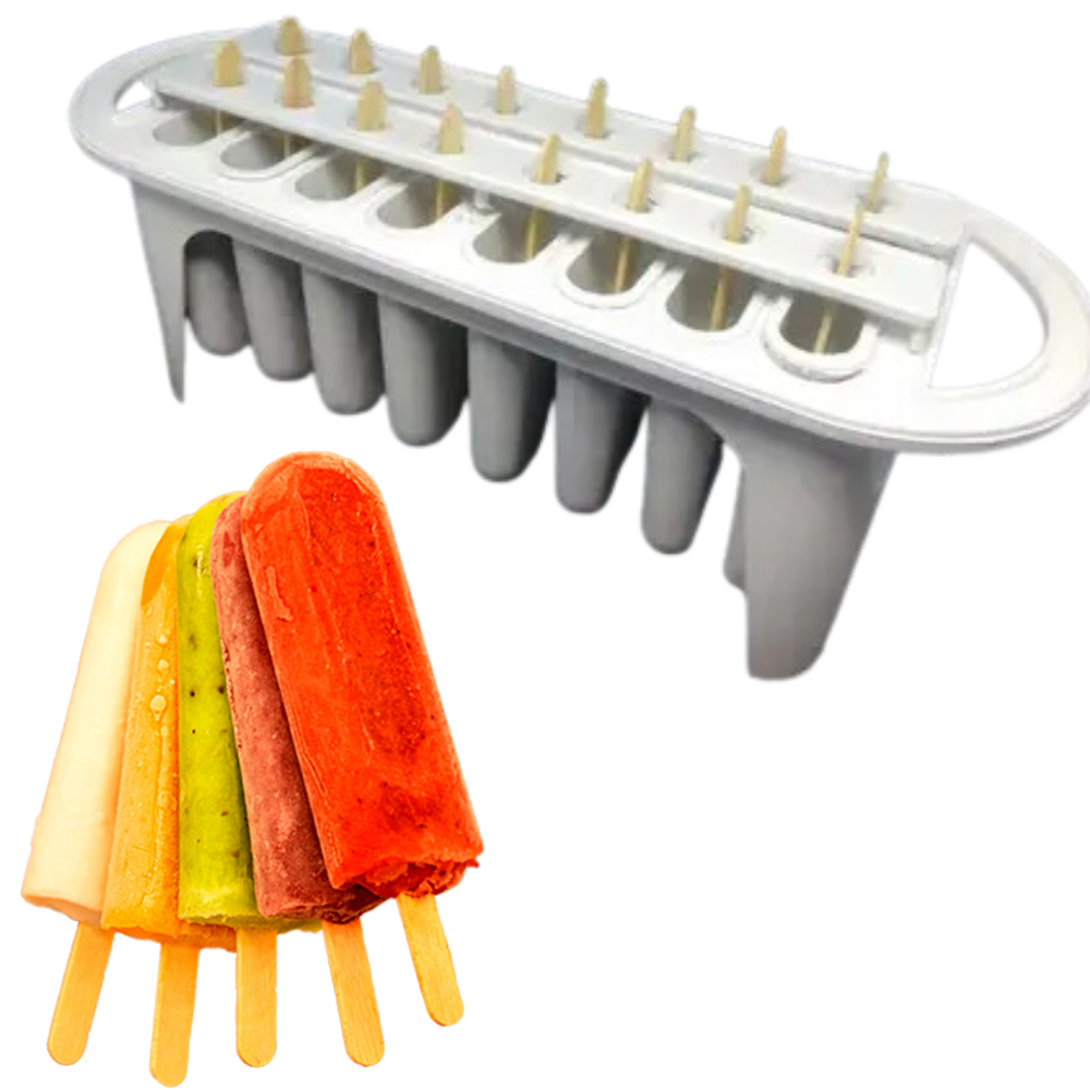 Picoleteira Plástica para 16 picolés com Guia para Palito e Palito de ...