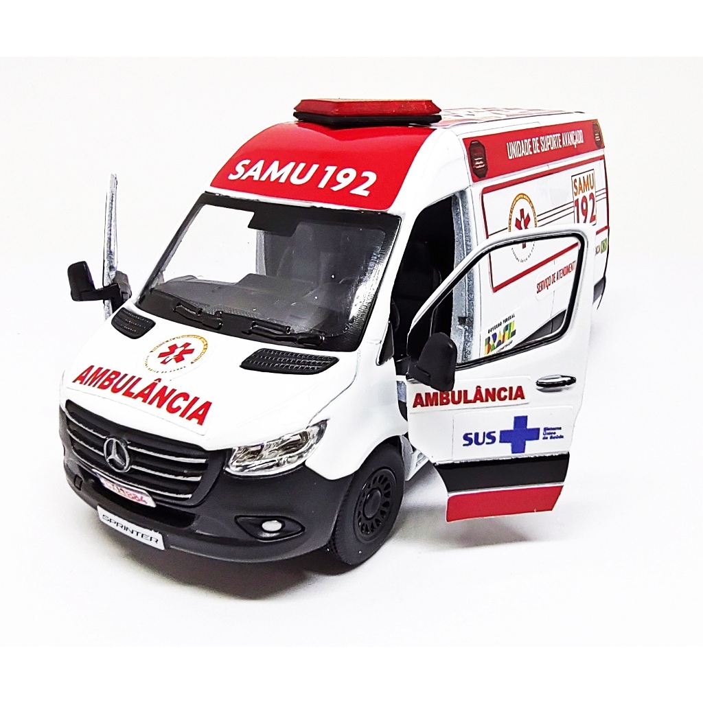 Miniatura Van Sprinter Samu Ambulância de Resgate 1/48 12 cm | Shopee ...