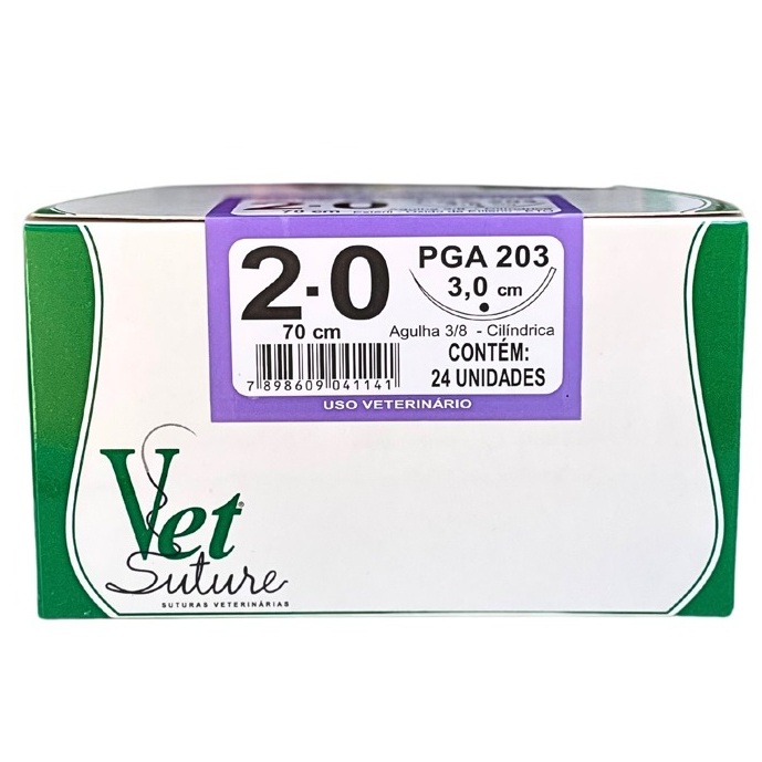 SUTURA VETERINÁRIA VETSUTURE - PGA203 ÁCIDO POLIGLICÓLICO 2-0 COM AGULHA 3 CM | Shopee Brasil