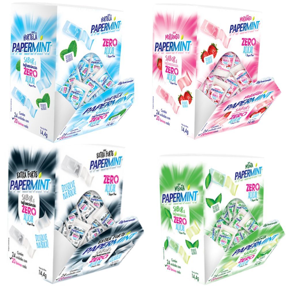 PaperMint Lâminas Refrescante Sem Açúcar CAIXA c/ 24 Unidades | Shopee ...