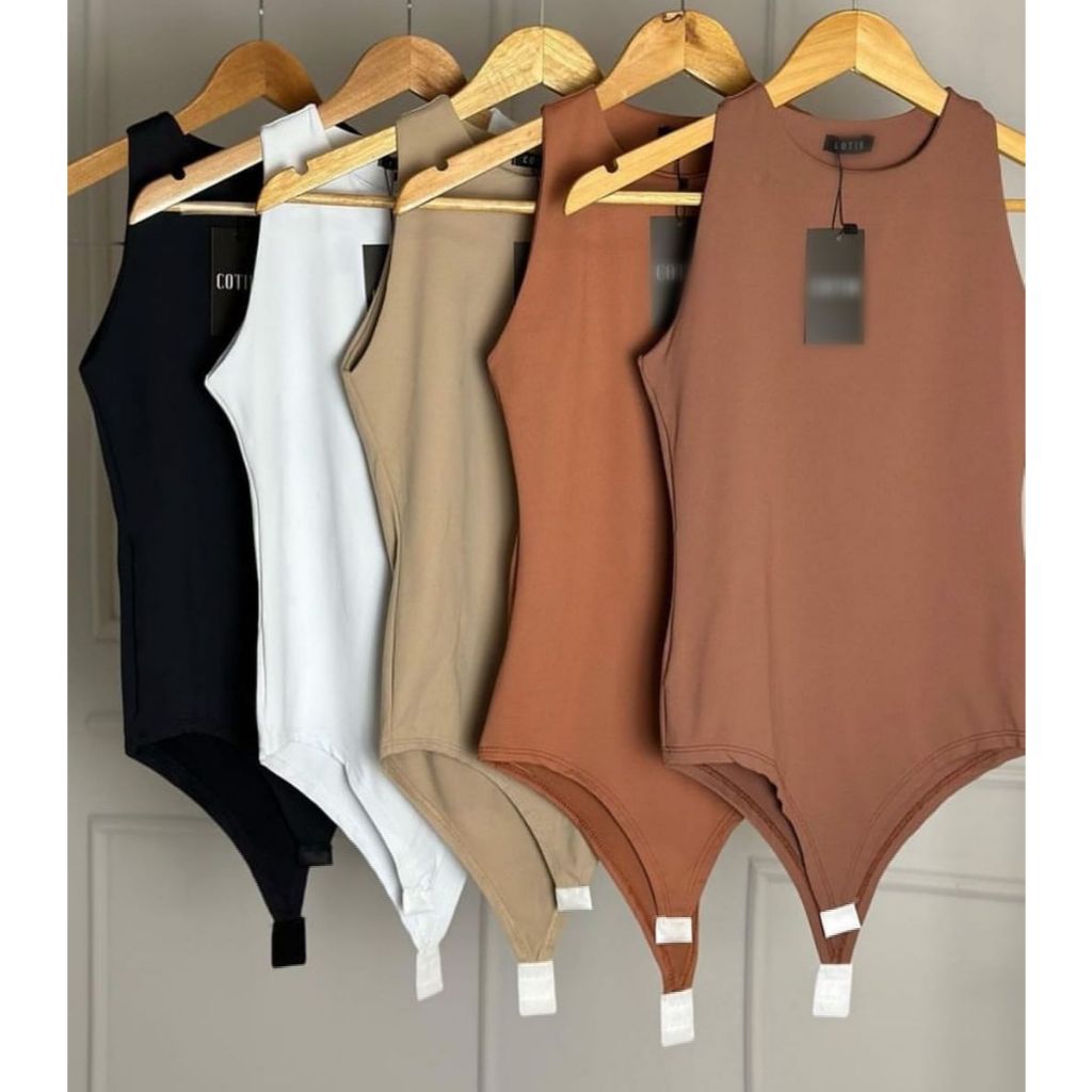 PROMÇÃO BODY FEMININO COLLANT REGATA BÁSICO LISO SUPLEX PREMIUM DUPLO ...