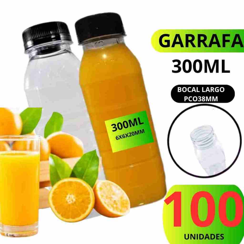 OFERTA 100 GARRAFAS 300ML ATOXICA BOCA LARGA 38CM SUCOS CHOCOLATES E ...