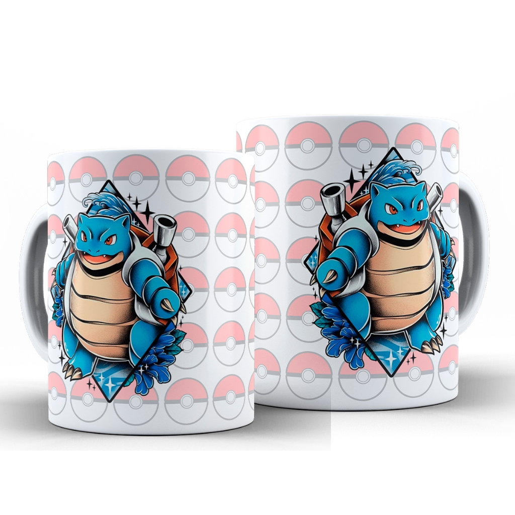 Caneca blastoise Pokémon Agua+ Caixa - Xícara Divertida 325ML Cerâmica ...