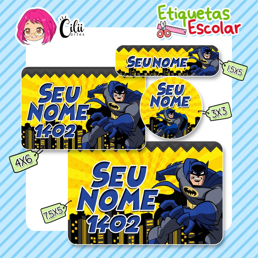 Etiqueta escolar Batman | Shopee Brasil
