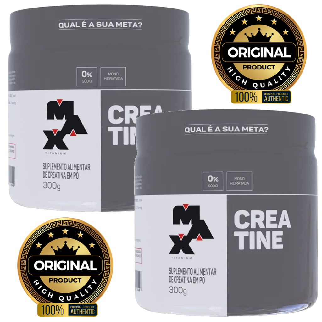 Kit 2x Creatina Max Titanium 300g 100% Pura Monohidratada Creatine ...