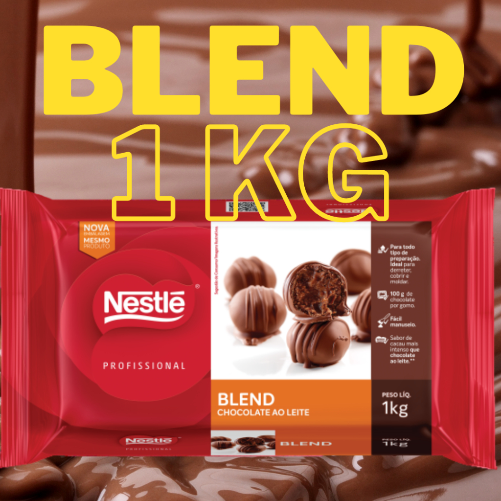 BARRA DE CHOCOLATE COBERTURA NESTLE SABOR BLEND 1 KG CHOCOLATE AO LEITE COM MEIO AMARGO | Shopee ...