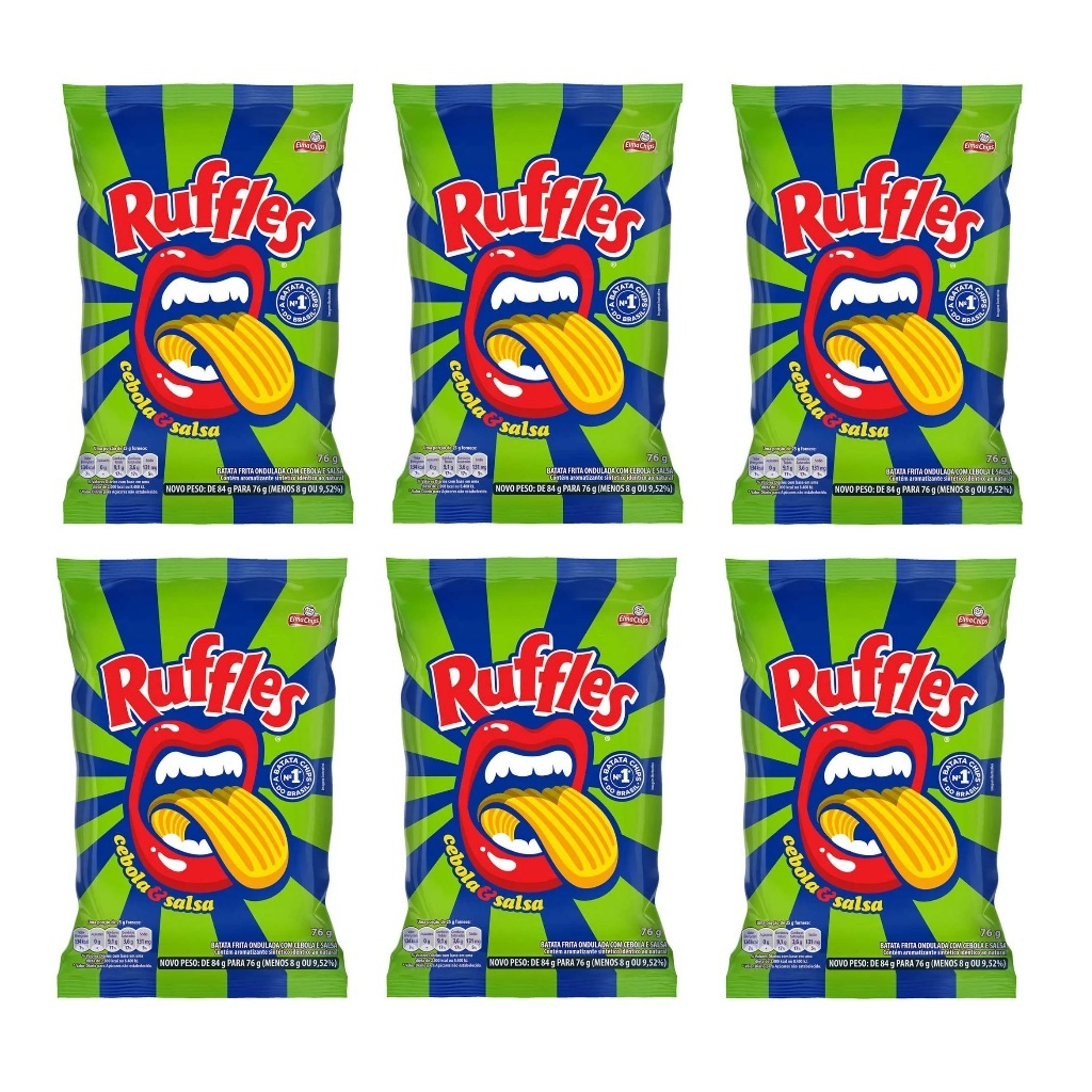 Kit Com 6 Batata Ruffles Cebola e Salsa 76g | Shopee Brasil