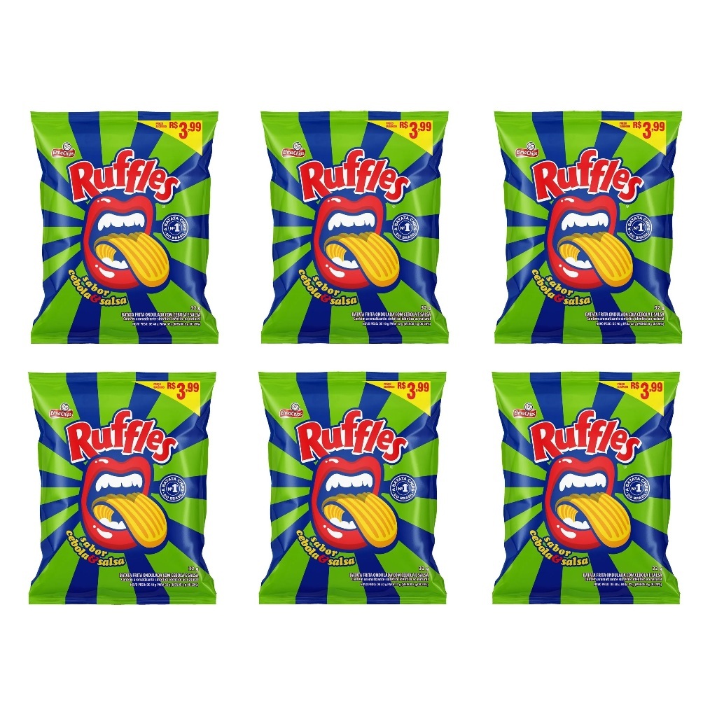 Kit Com 6 Batata Ruffles Cebola e Salsa 32g | Shopee Brasil