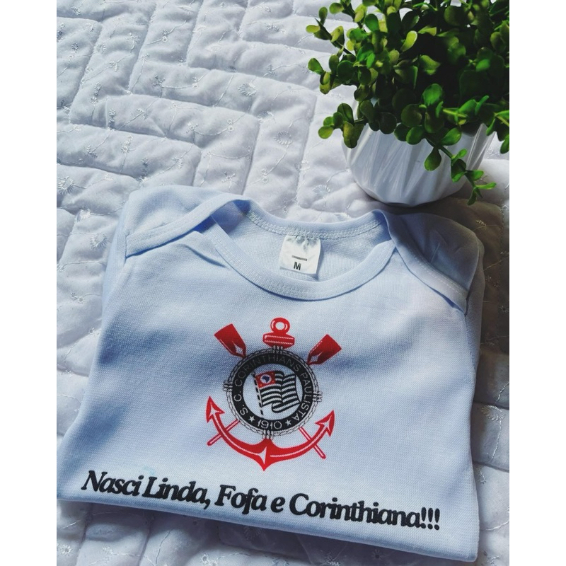 Body infantil Corinthians manga curta para menina personalizado - Nasci ...