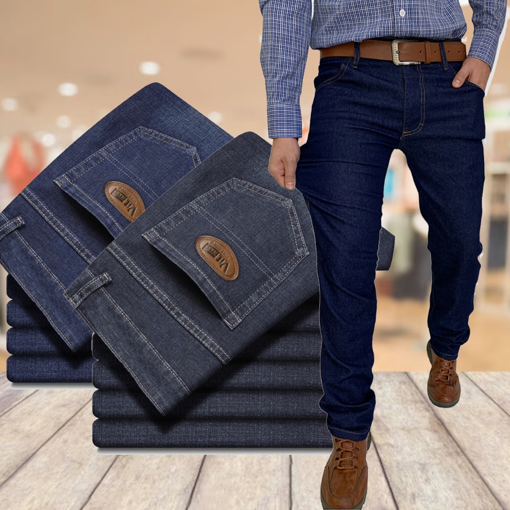 Calça Jeans Masculina Com Lycra Tradicional De Serviço Corte Reto