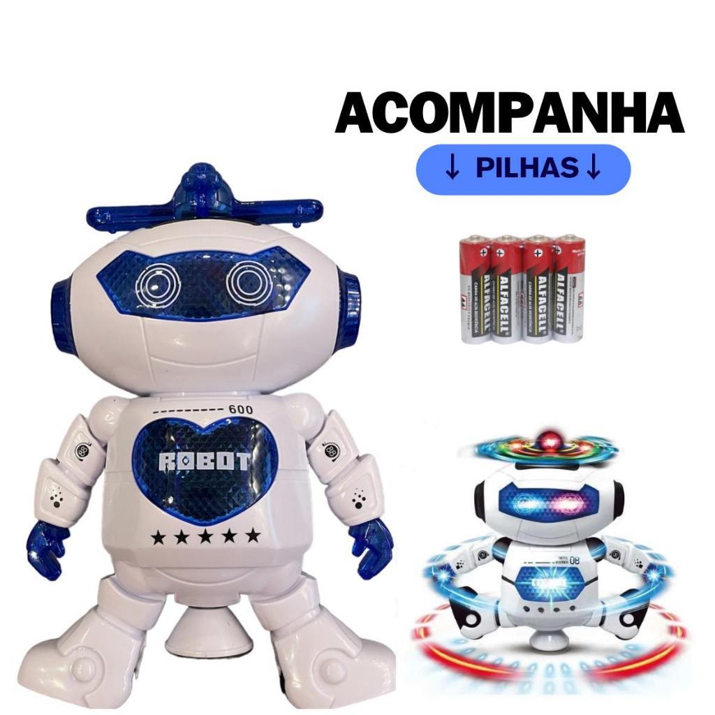 Brinquedo Robô Dançarino Com Som e Luz Gira 360 Graus Robot Infantil ...