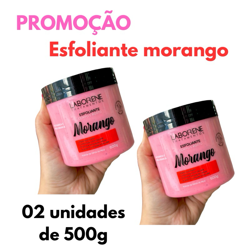 Kit com 02 Unidades de Esfoliante Morango 500g Laborene Corpo e Rosto ...