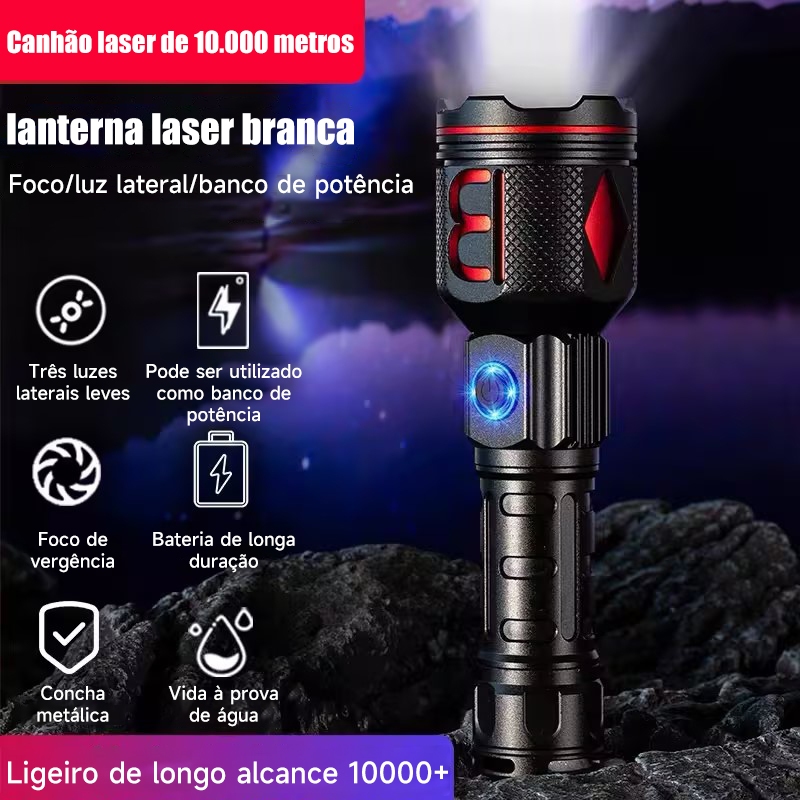 Lanterna LED Super Brilhante A Laser Branco Com 3 Modelos De Zoom ...