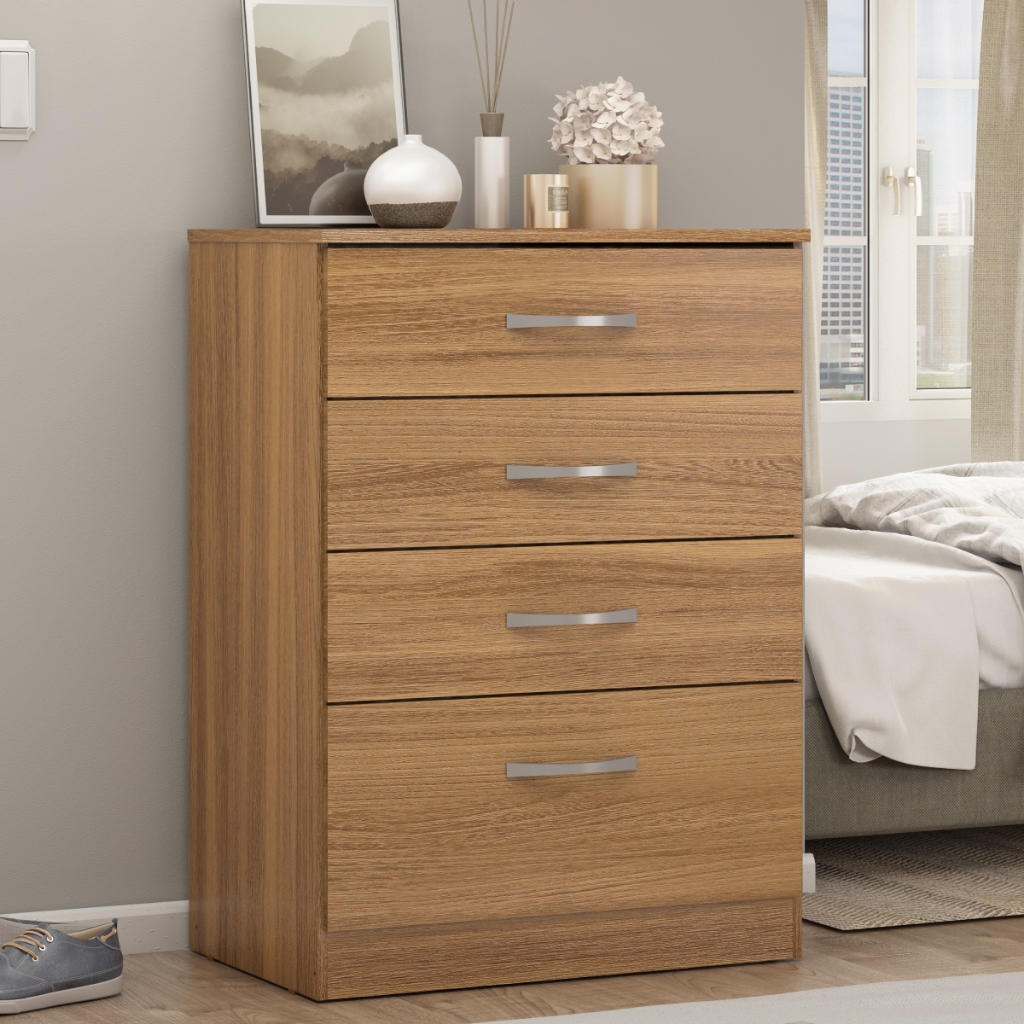 Comoda Para quarto Pequena Compacta 4 Gavetas Cabeceira Cama - DEMOBILE ...