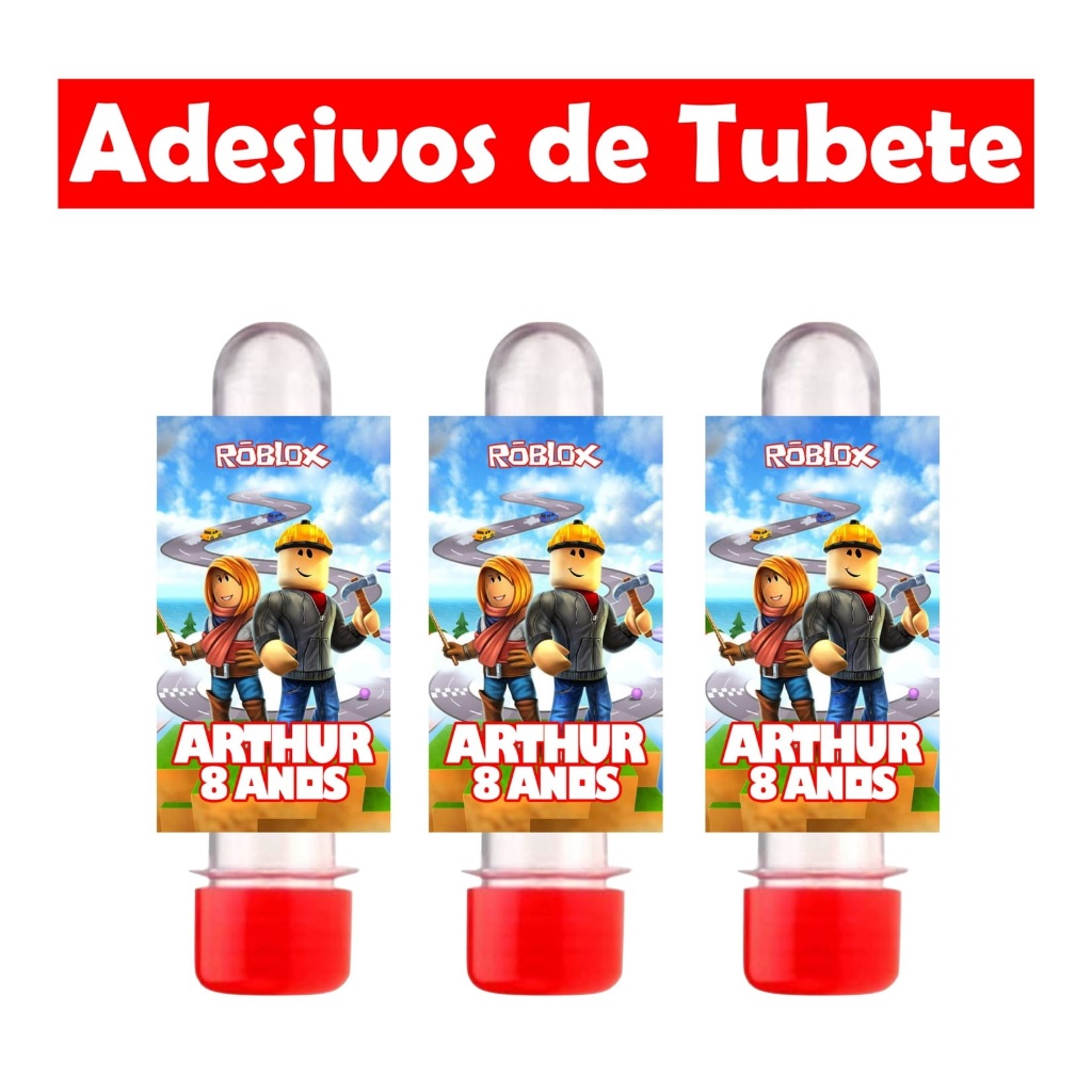 Rótulo Adesivo Para Tubete Grande Roblox Personalizado 4,5x8cm Vários ...